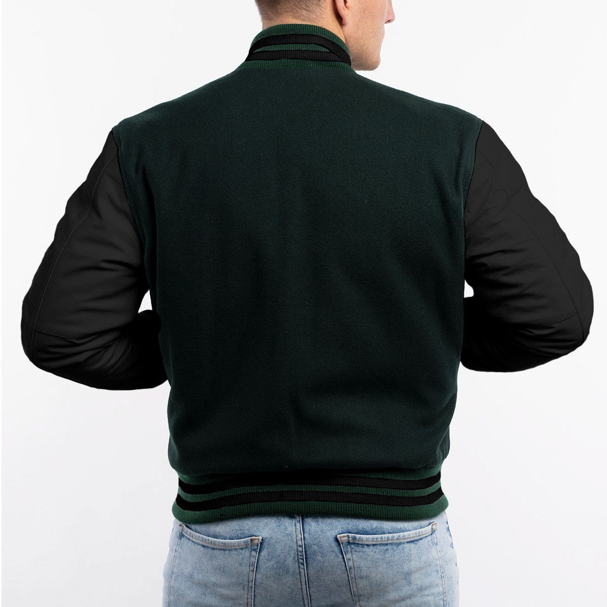 Varsity Base School Jacket Dartmouth Green Wool Body Black Leather ...