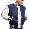 Varsity Base Men Jacket Royal Blue Wool Body White Leather Sleeves ...